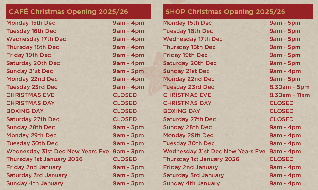 Christmas and New Year opening times - Cedarbarn Limited